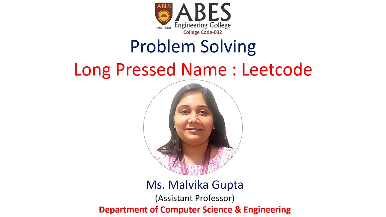 Long Pressed Name Leetcode Problem Solving Youtube 0209