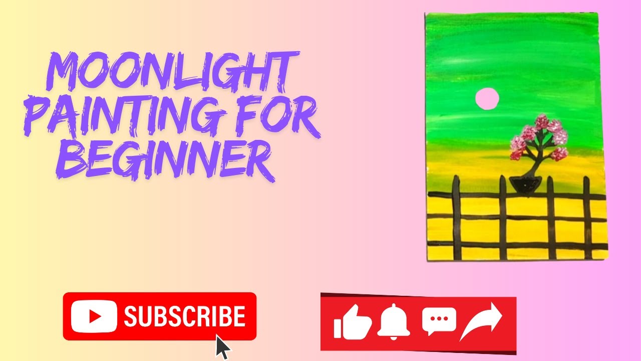 Moonlight painting /easy moonlight scenery painting for beginners /Easy ...