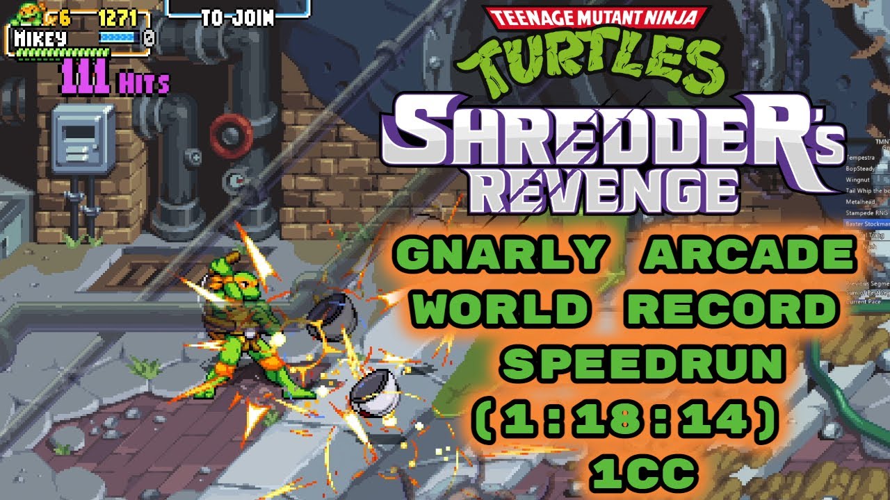 TMNT Shredder’s Revenge (Gnarly) Arcade Speedrun Michelangelo (1:18:14 ...