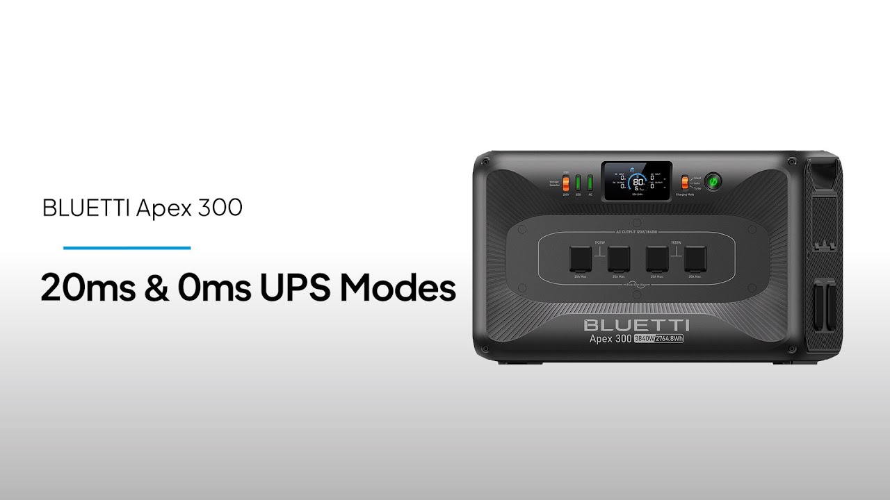 BLUETTI Apex 300: 20ms & 0ms UPS Modes for Seamless Backup Power - YouTube