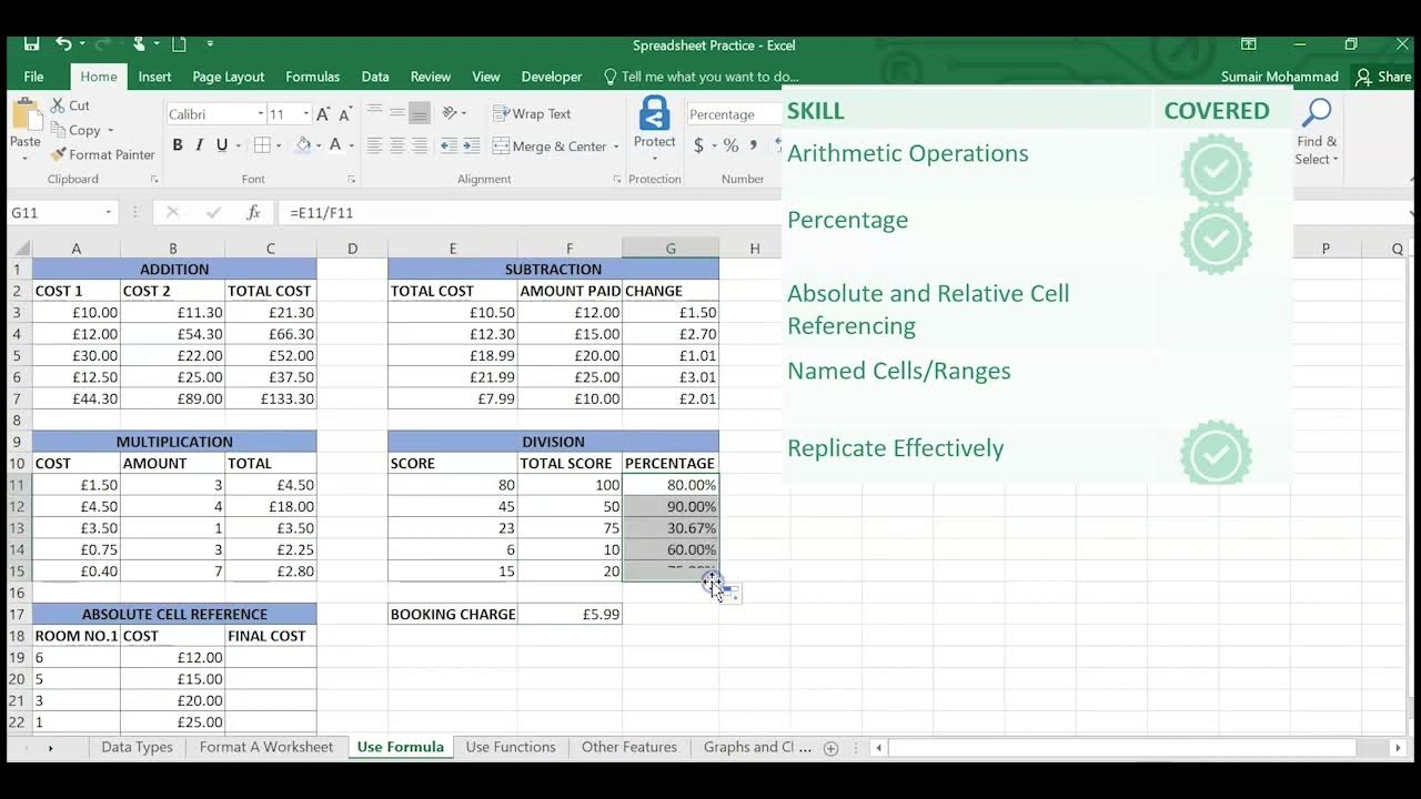 Spreadsheet Skills (3/7) Formula in EXCEL [Edexcel iGCSE ICT] - YouTube