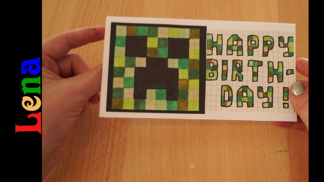 𝗞𝗿𝗲𝗮𝘁𝗶v 𝗺𝗶𝘁 𝗟𝗲𝗻𝗮💚Minecraft Birthday card - Minecraft Karte zum ...