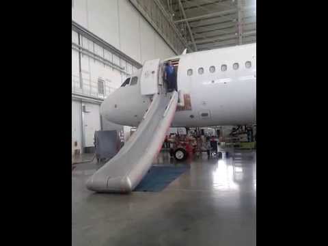 Deployment emergency escape slide A319 - YouTube