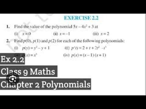 Polynomials Class IX(Ex.2.2) complete exercise. - YouTube