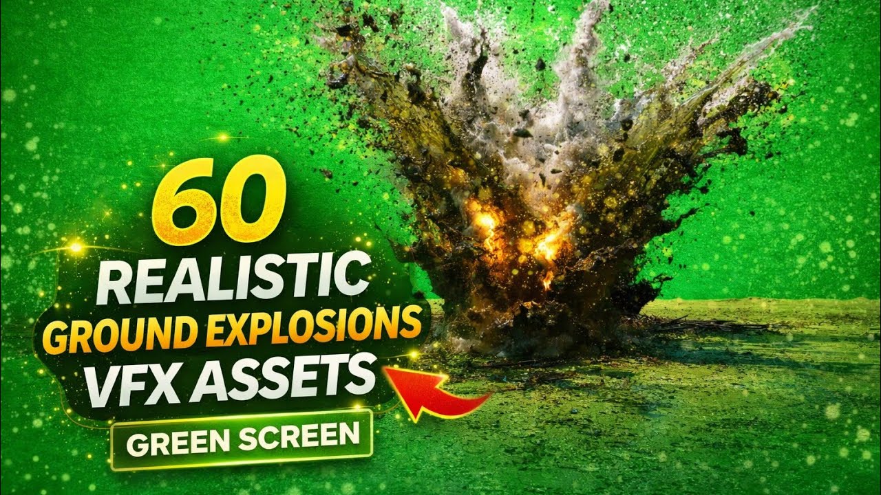 60 Realistic Ground Explosions VFX Assets | 4K Green Screen Pack w ...