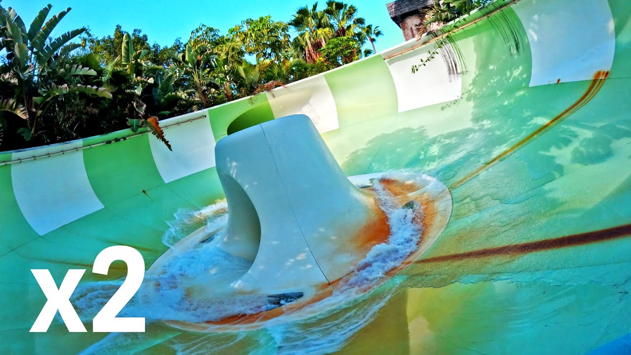 Water Slide w/ TWO BOWLS - Ciclones at Aqualand - YouTube