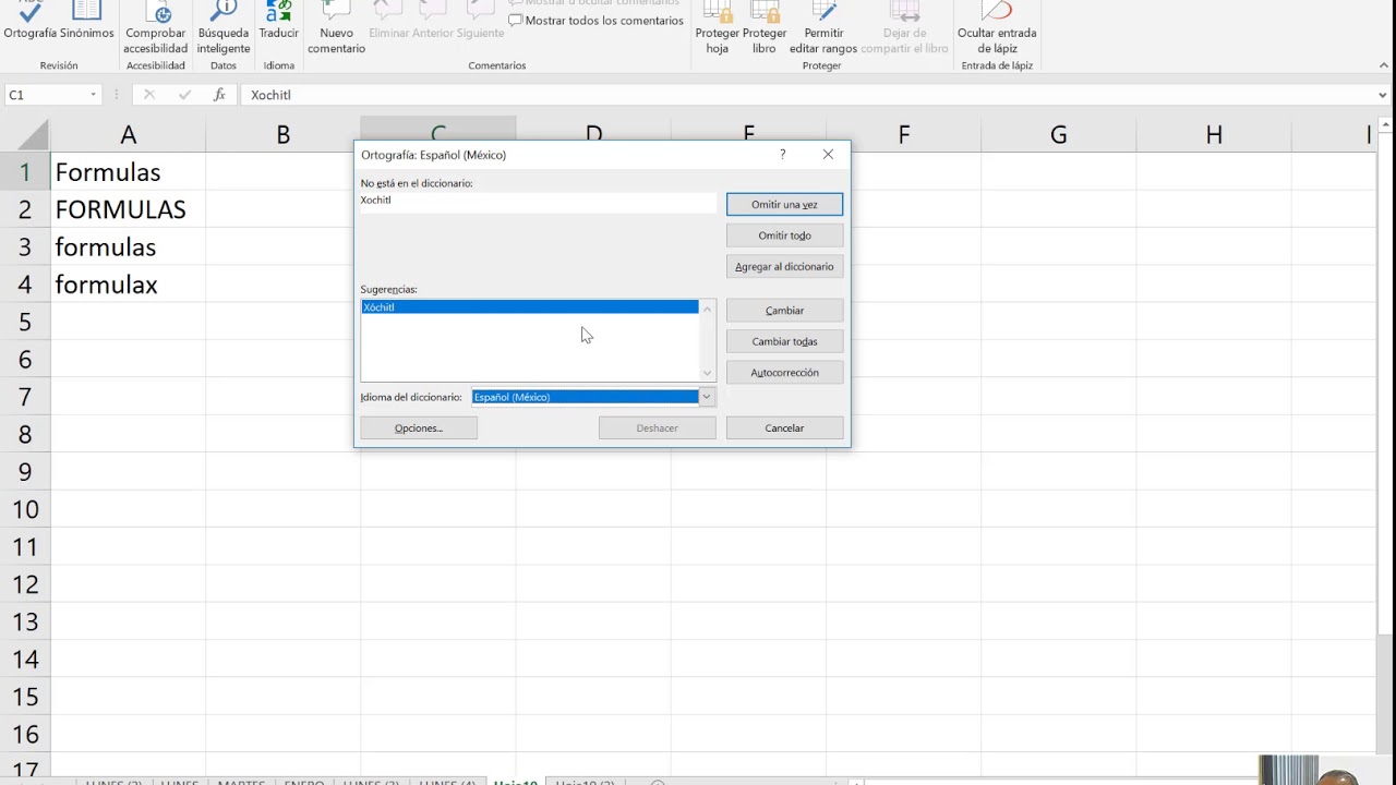 Corrector ortografico en Excel - YouTube