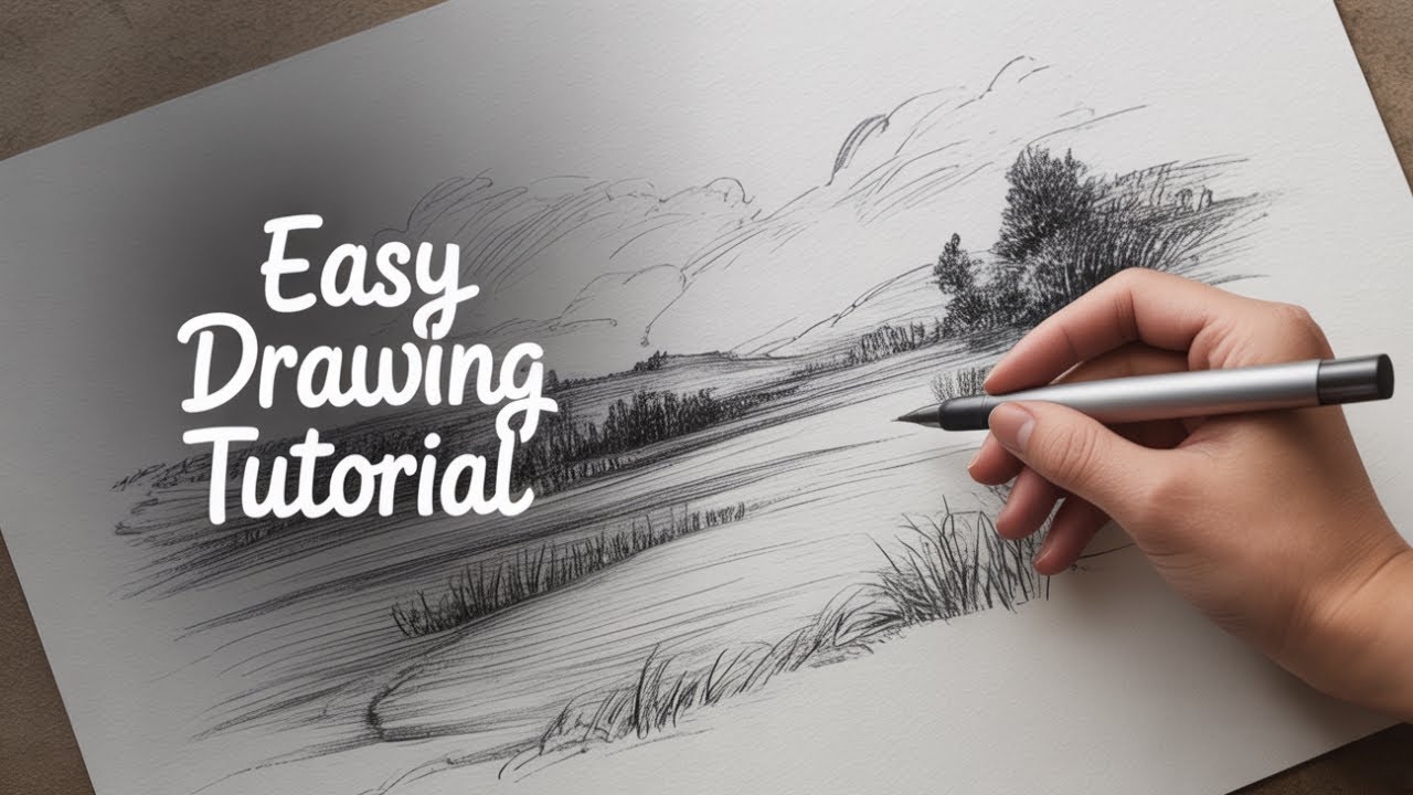 How To Draw A Beautiful Scene Step By Step - YouTube