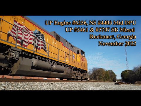 UP Engine #6256 & NS # 4403 Mid DPU UP #5461 & #5707 SB Mixed Rockmart, Ga. November 2022. - YouTube