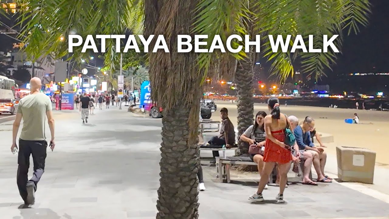 Pattaya Beach Walk At Night (Thailand Streets Walking Tour) in 4K - YouTube