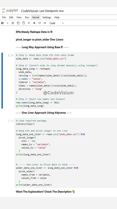 Effortlessly Reshape Data in R: pivot_longer vs pivot_wider One-Liners #R #tidyverse # ...