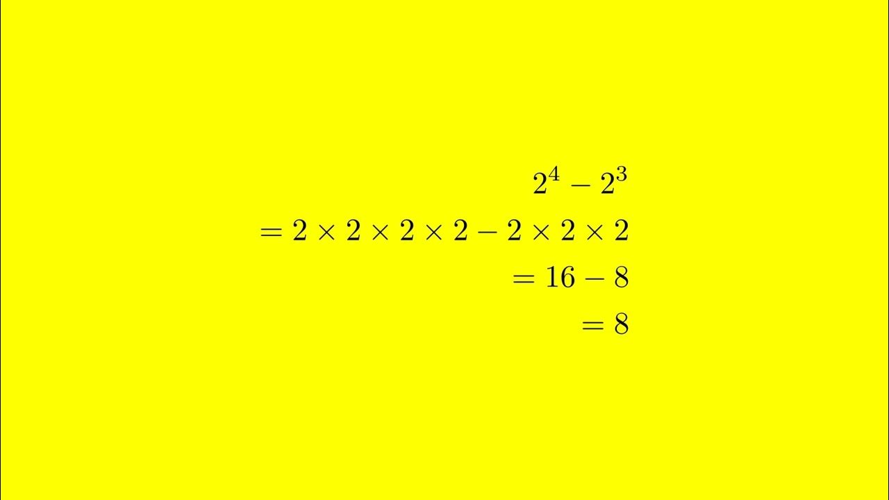 Simplify 2^4 - 2^3 | Step-by-Step Exponent Problem Solution - YouTube
