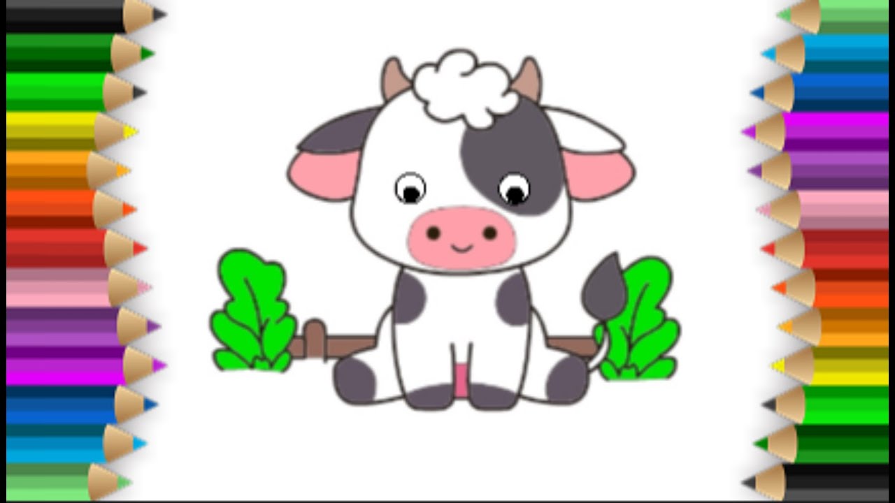 how to draw and color the cute cow / belajar menggambar dan mewarnai ...