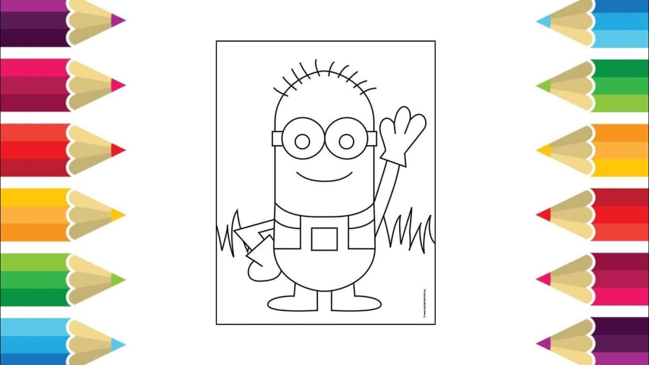 how to draw minions cartoon 🃏 how to colour minion cartoon 🃏 kids ...