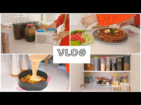 Yeni Ev  Yeni Kiler Düzenim/Evde Lahmacun/Şeftalili Kek/Sessiz Vlog#sessizvlog#kilerdüzeni#temizlik