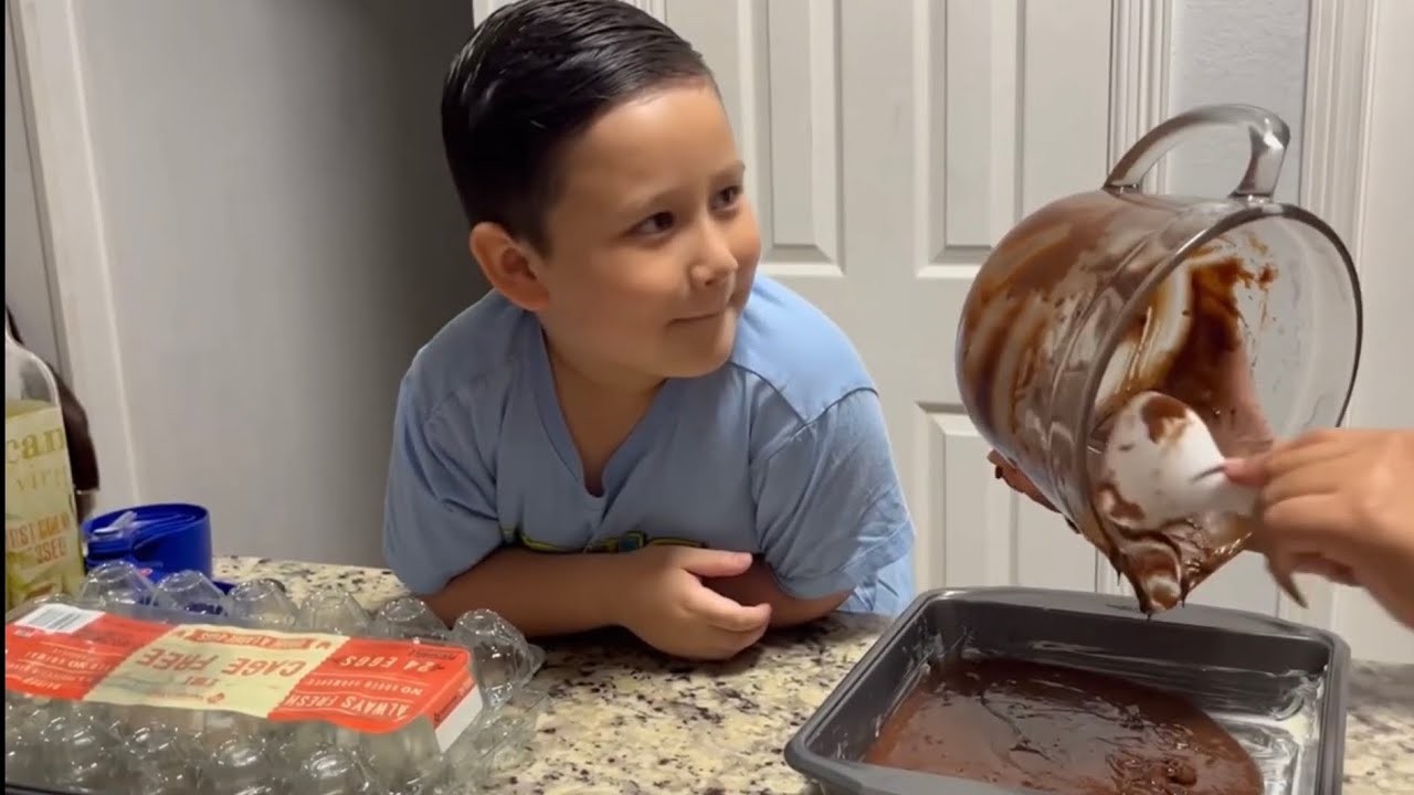 Aiden Baking Brownies & Cinnamon Rolls - YouTube