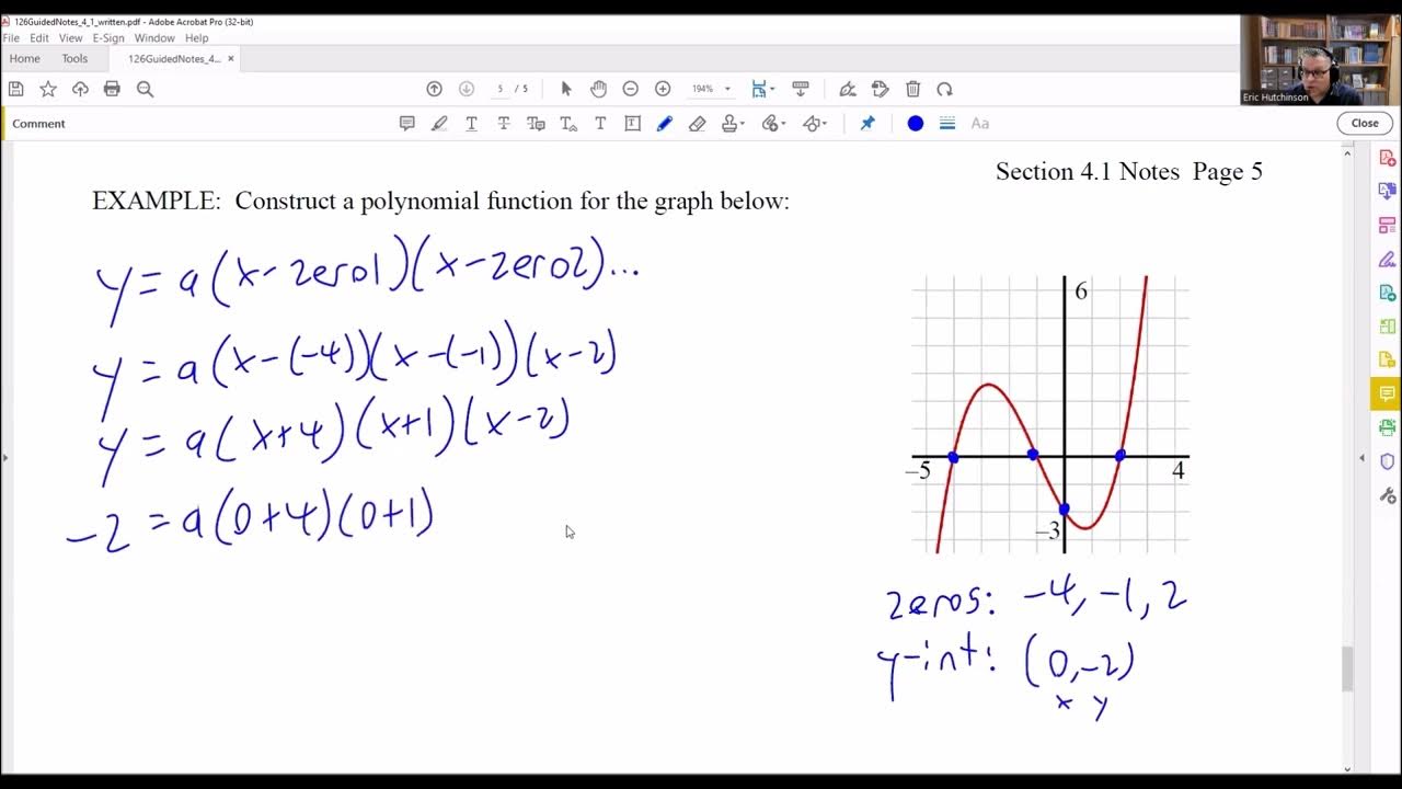 Write the equation of a polynomial from its graph - YouTube