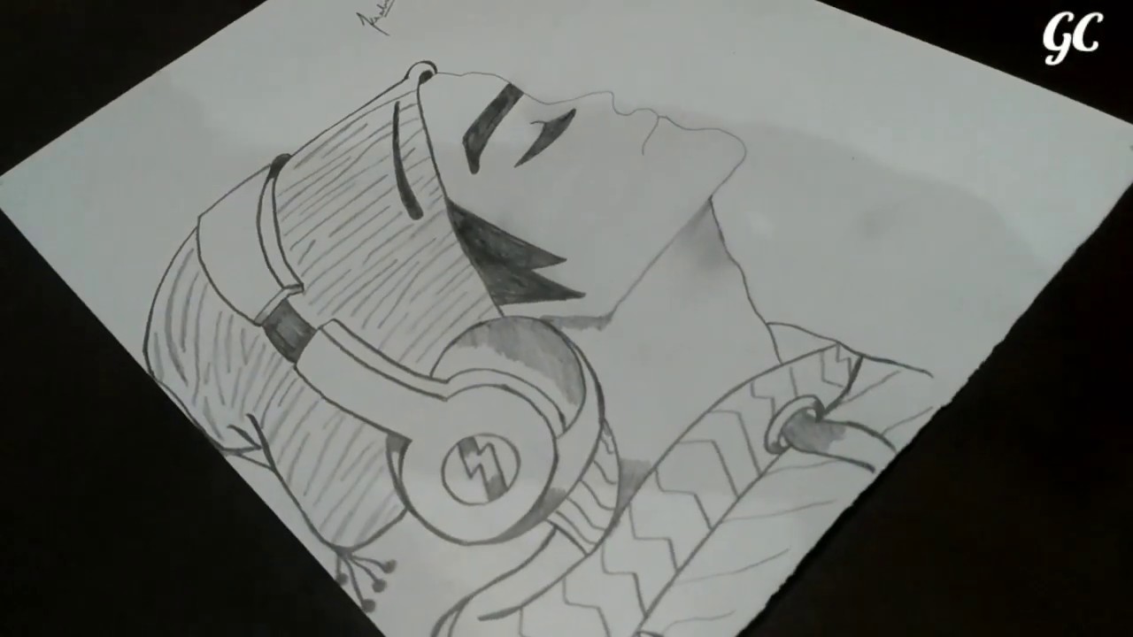 How to draw a boy listening music || For beginners - YouTube