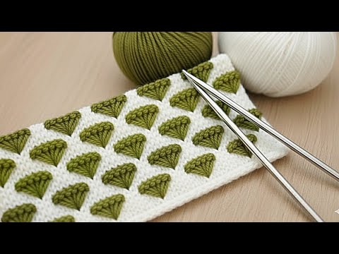 İki şiş örgü model  / İki renkli Yapımı kolay örgü  / Easy  crochet knitting pattern 