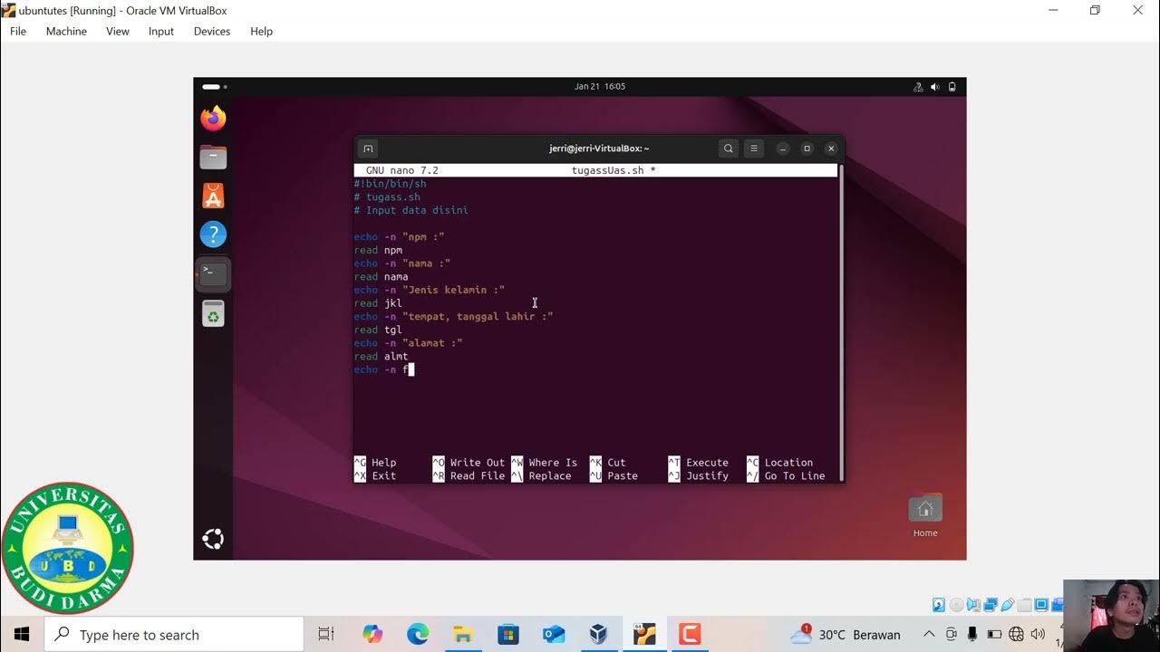Pengimputan Data sederhana Pemrograman Shell pada Ubuntu - YouTube