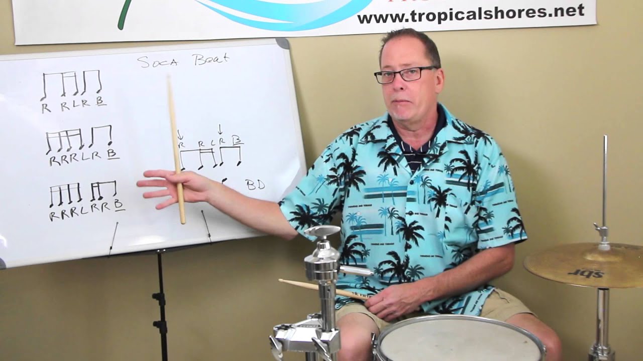 Soca Beat Drum Set Lesson - Tropical Shores Steel Drum Lessons - YouTube