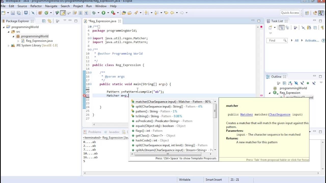Java Tutorials for beginner, regular expression in java, regex program how to find matched ...