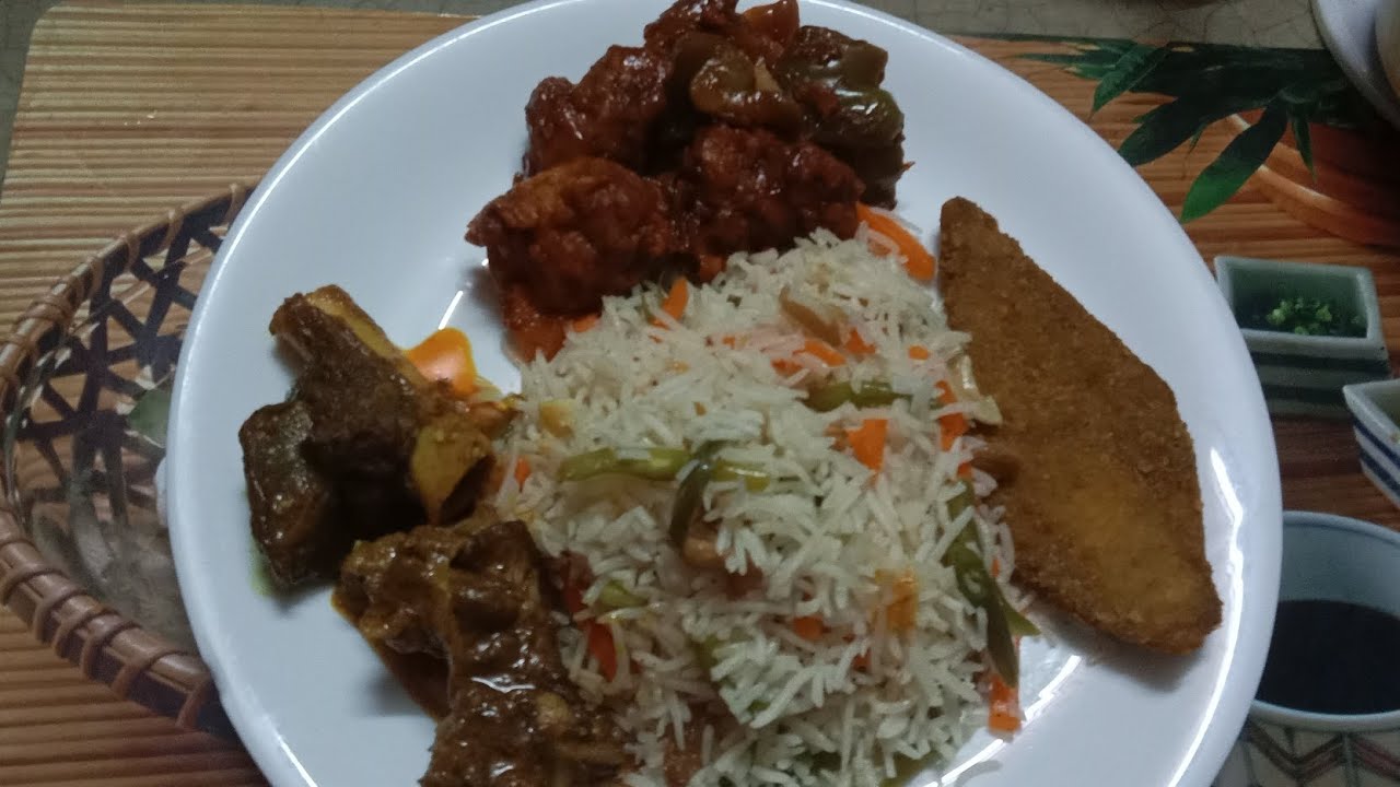 vetki fish fry|vegetable fried rice|dry chili chicken |mutton kasha ...