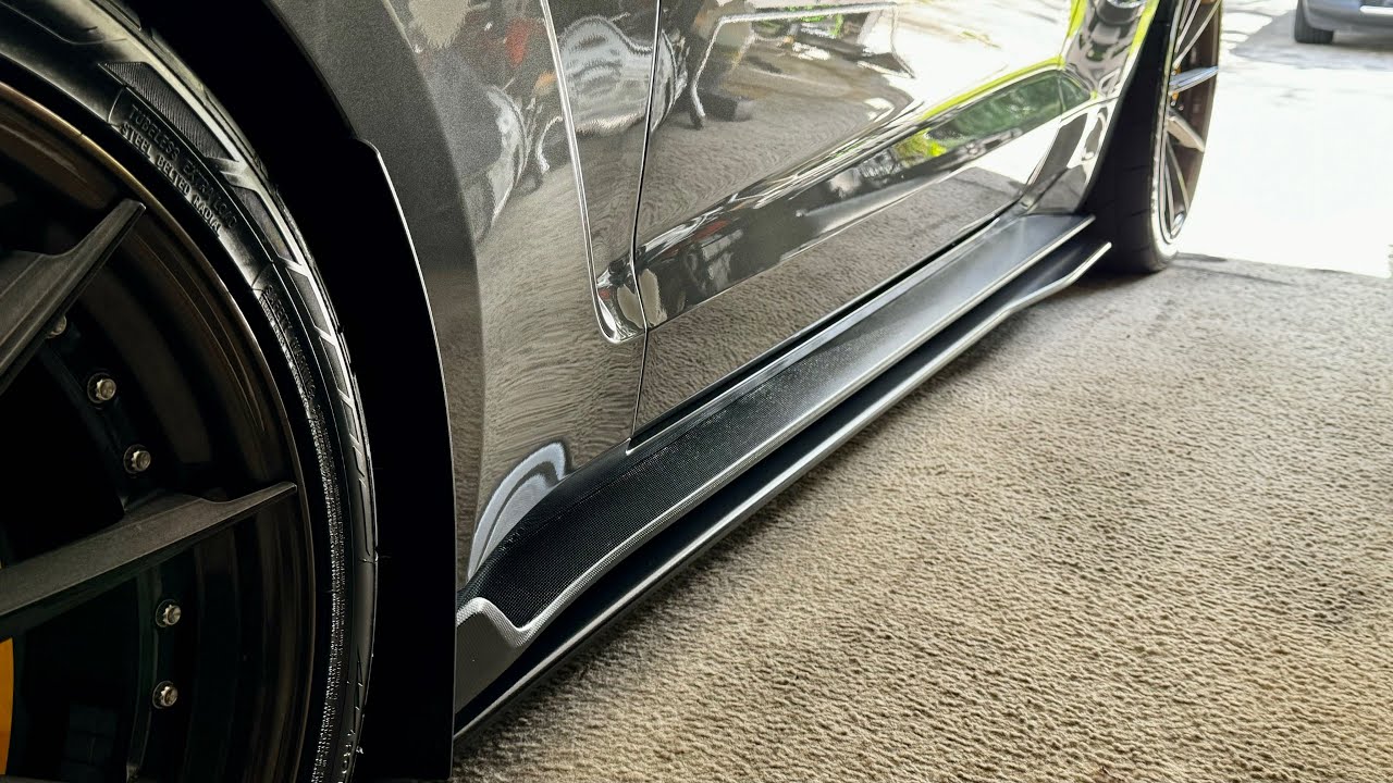 GT350 gets New drake muscle cars side rocker splitters and rear. - YouTube