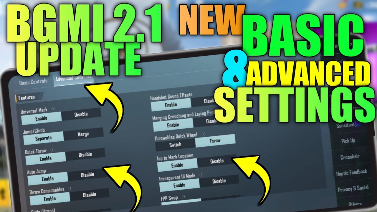 BGMI 2.1 UPDATE NEW BASIC SETTINGS|NEW ADVANCED CONTROLS|BGMI 2.1 NEW BASIC CONTROLS| - YouTube