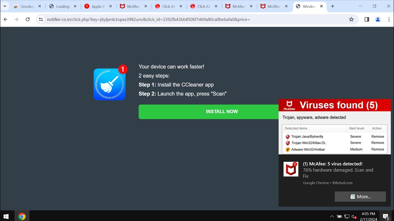 Notifier.co.in malicious pop-up removal. - YouTube