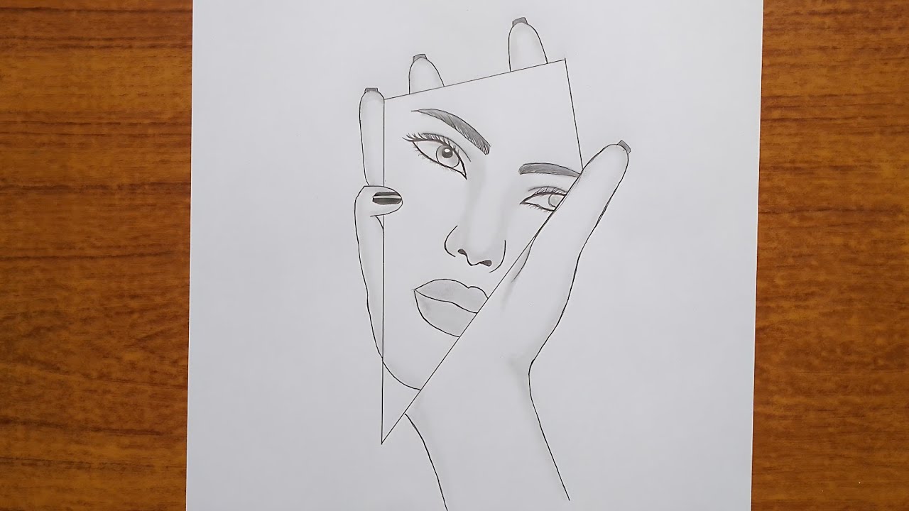 How to draw A Mirror sketch - step by step || pencil sketch drawing ...