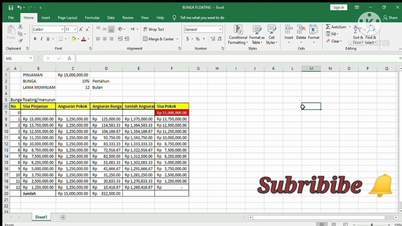 Cara menghitung Angsuran perbulannya dengan metode Floating - YouTube