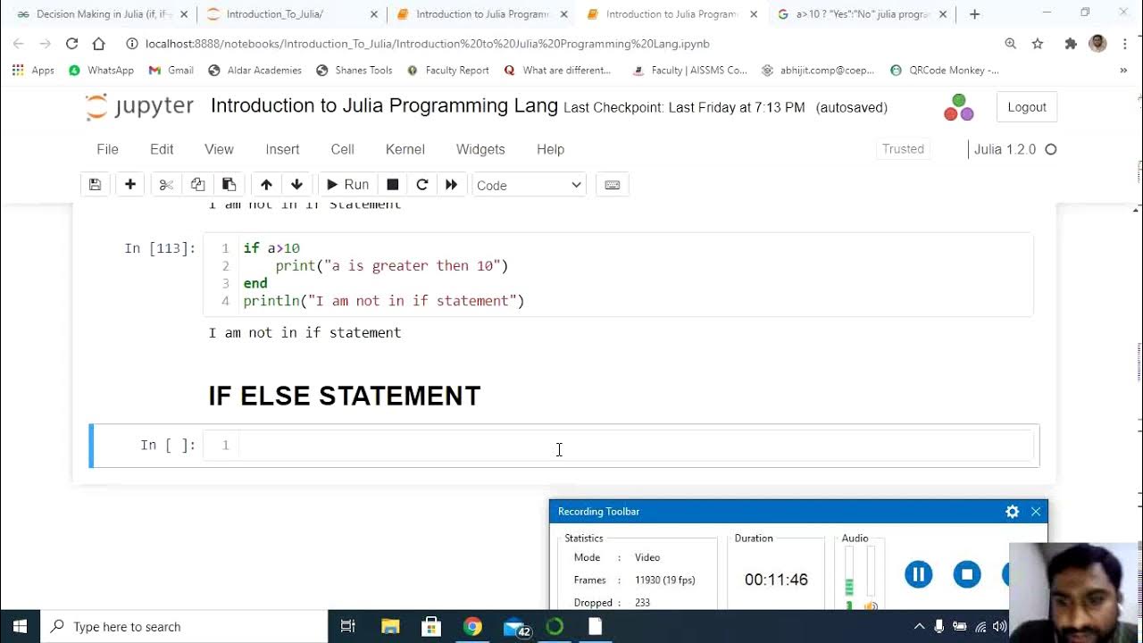 Introduction to Julia Programming Language - PART 7Topic : Conditional Statements , Decision ...