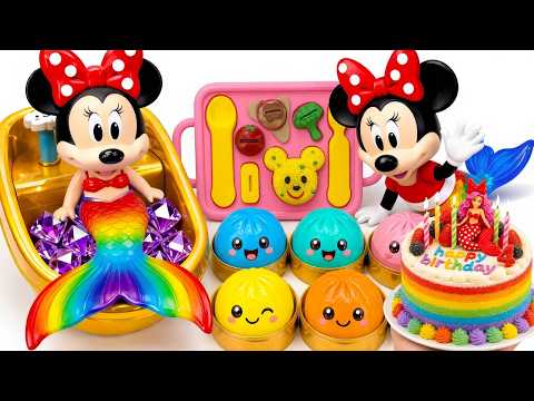 Minnie Mouse 2026🎀Set Unboxing Rainbow Mermaid Birthday Cake & Colorful Dumpling Disney ASMR