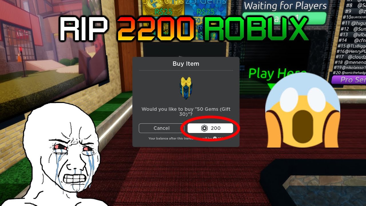 Roblox: Flood Escape 2 - Wasting 2,200 Robux For Gifting Gems to ...