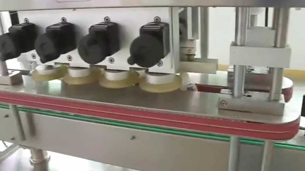 Sanitizer gel filling 4 heads pump caps inserting spindle capping ...
