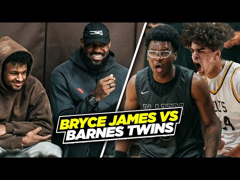 LeBron & Bronny James Were HYPED Watching Bryce James Vs Barnes Twins!