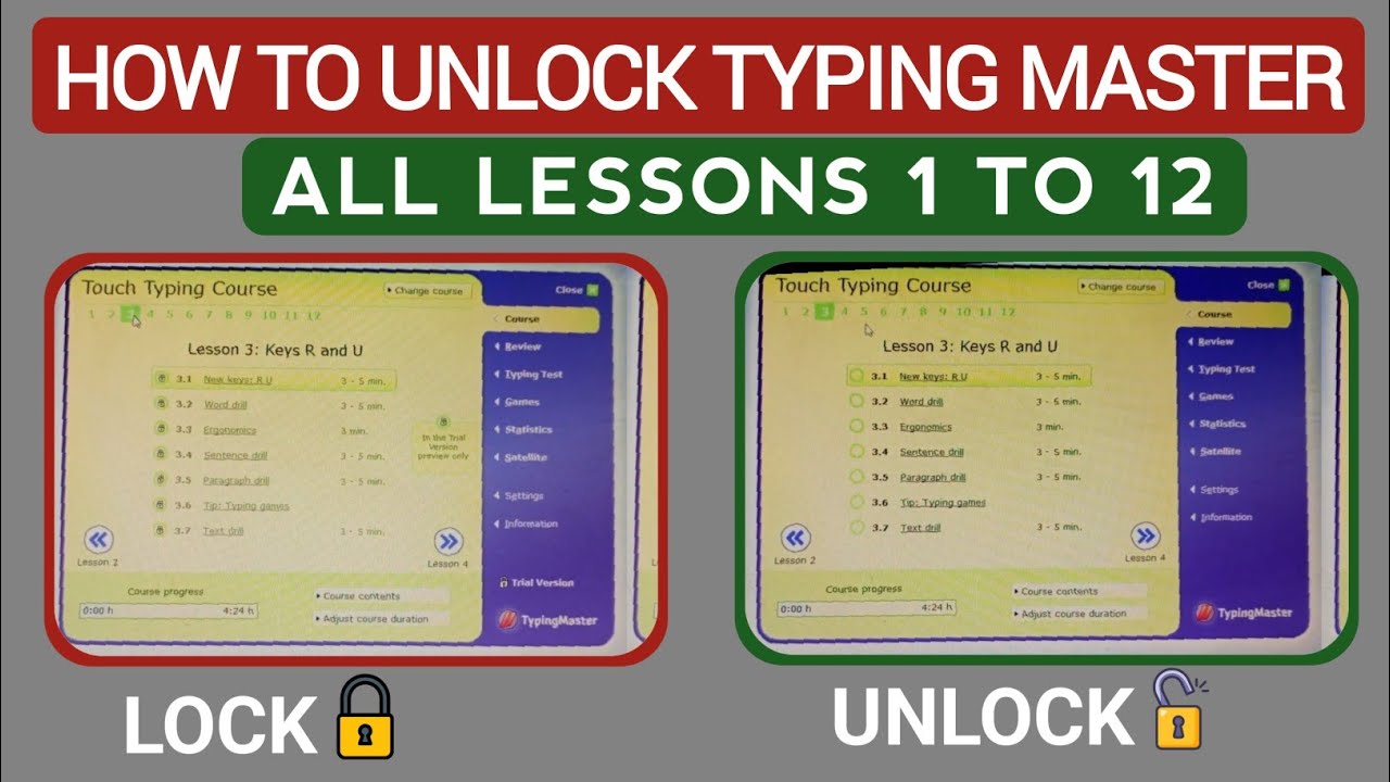 Unlock all typing master lessons | how to free registered typing master ...