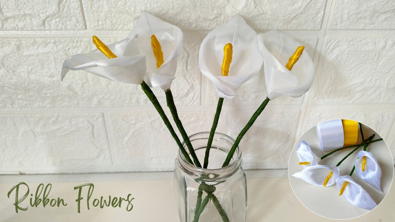 DIY | How to Make Calla Lily Satin Ribbon Flower Easy - YouTube