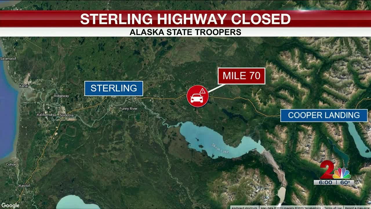 Collision closes Sterling Highway in both directions near mile 70 - YouTube