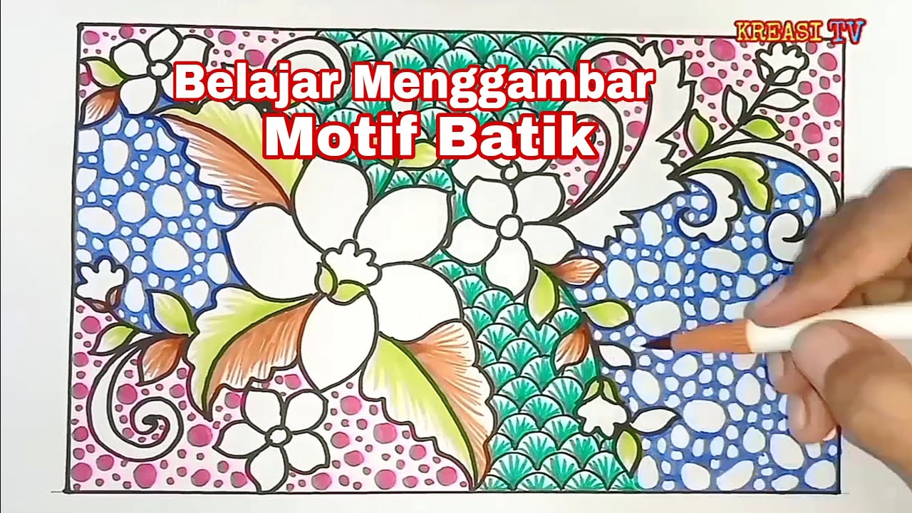 Belajar Menggambar Motif Batik Flora #1 - YouTube