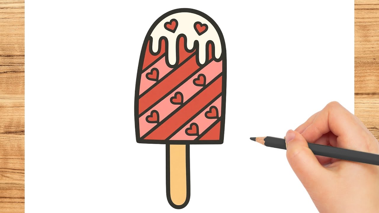 How to Draw a Valentine's Day Heart Popsicle - Easy Drawing Tutorial ...