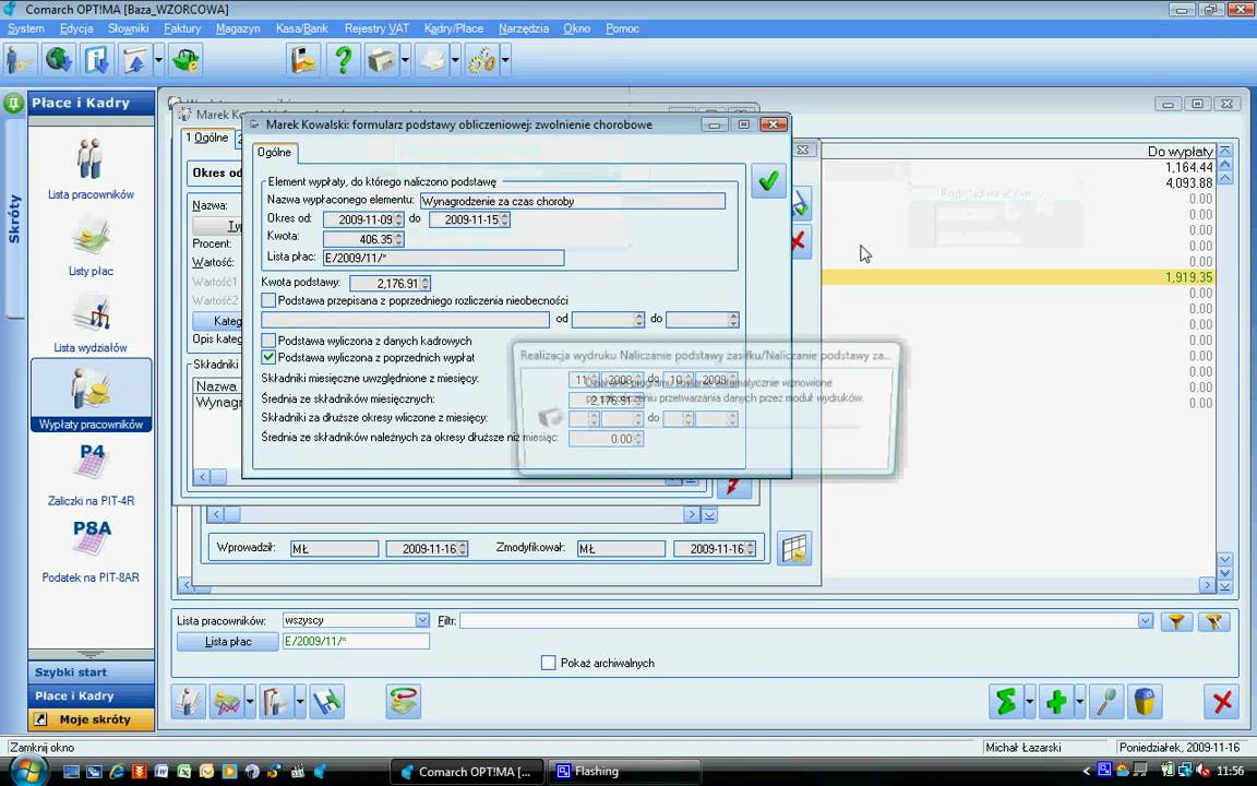 Podstawa naliczenia zasiłku chorobowego w CDN OPTIMA - YouTube