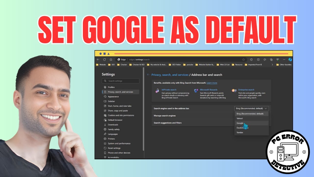 How to Set Google as Default Search Engine in Microsoft Edge - YouTube