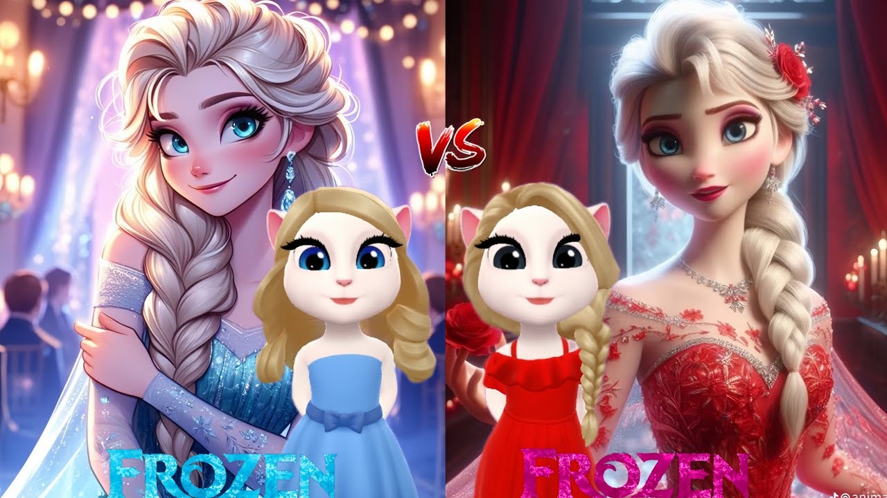My talking angela 2💟|| Blue Frozen💙 vs Red Frozen ||Cosplay - YouTube