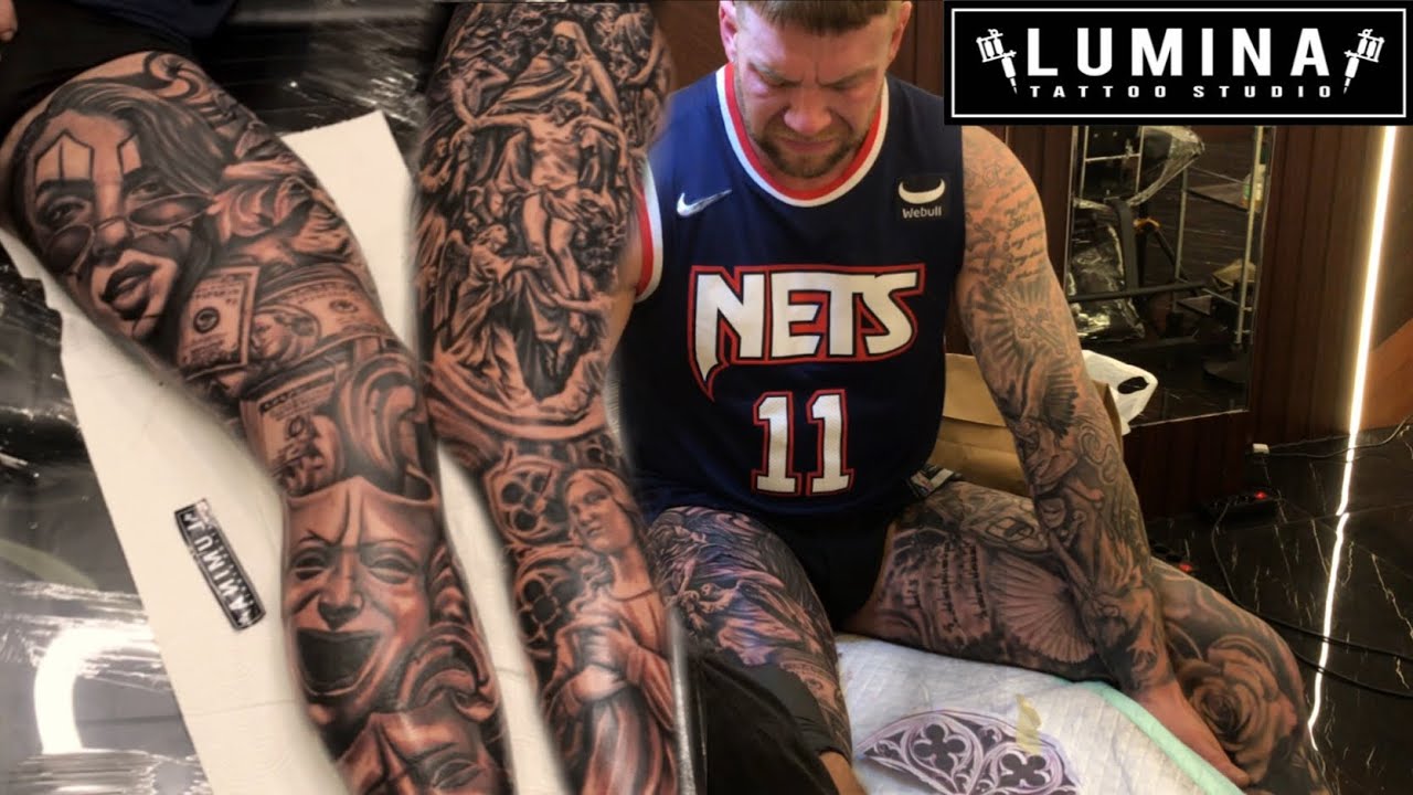 CHICANO STYLE X GREEK MYTHOLOGY TATTOO - FULL LEG TATTOO - YouTube