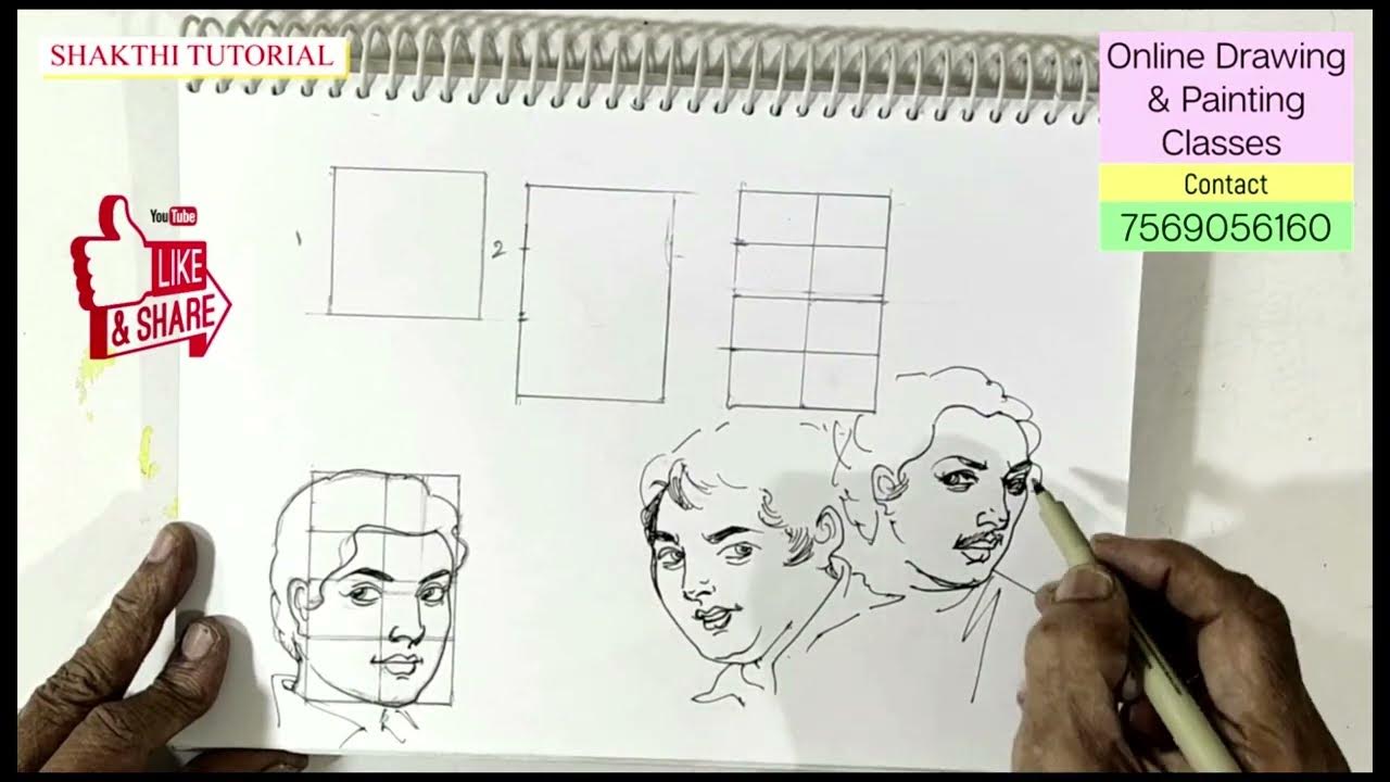 Lesson 12 | How to draw a Face easy step by step Face drawing boy ...