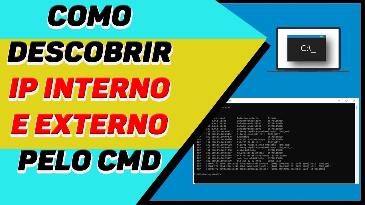 Como descobrir endereço IP LOCAL e EXTERNO pelo prompt de comando - YouTube
