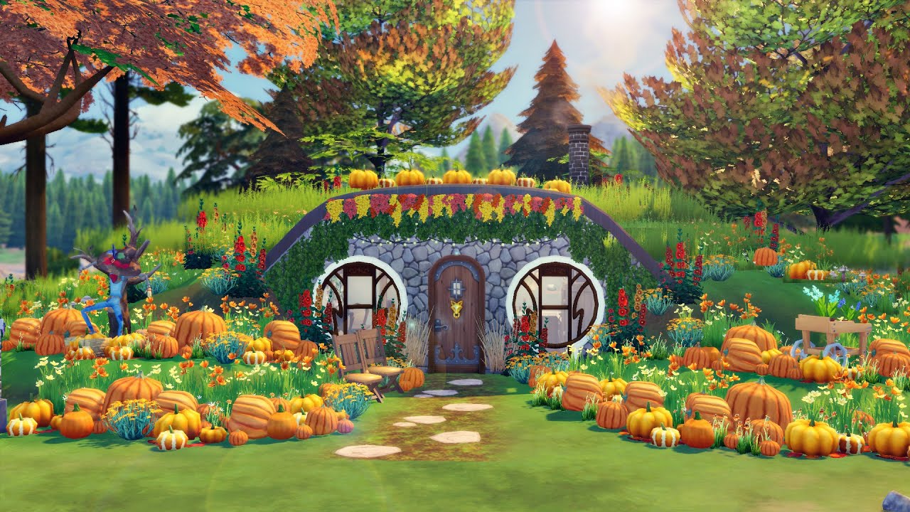 PUMPKIN HOBBIT HOUSE 🎃 The Sims 4 Speed Building | No CC - YouTube