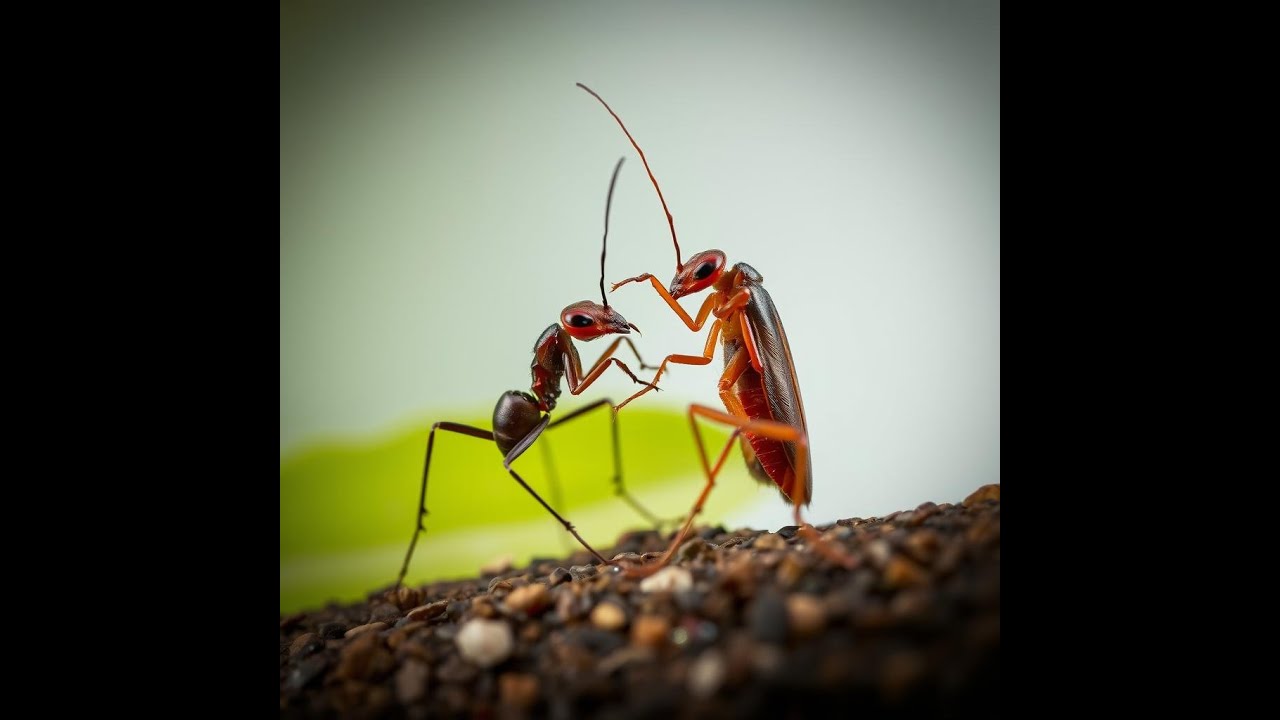 1 Ant versus 1 Cockroach fight secret revealed - YouTube